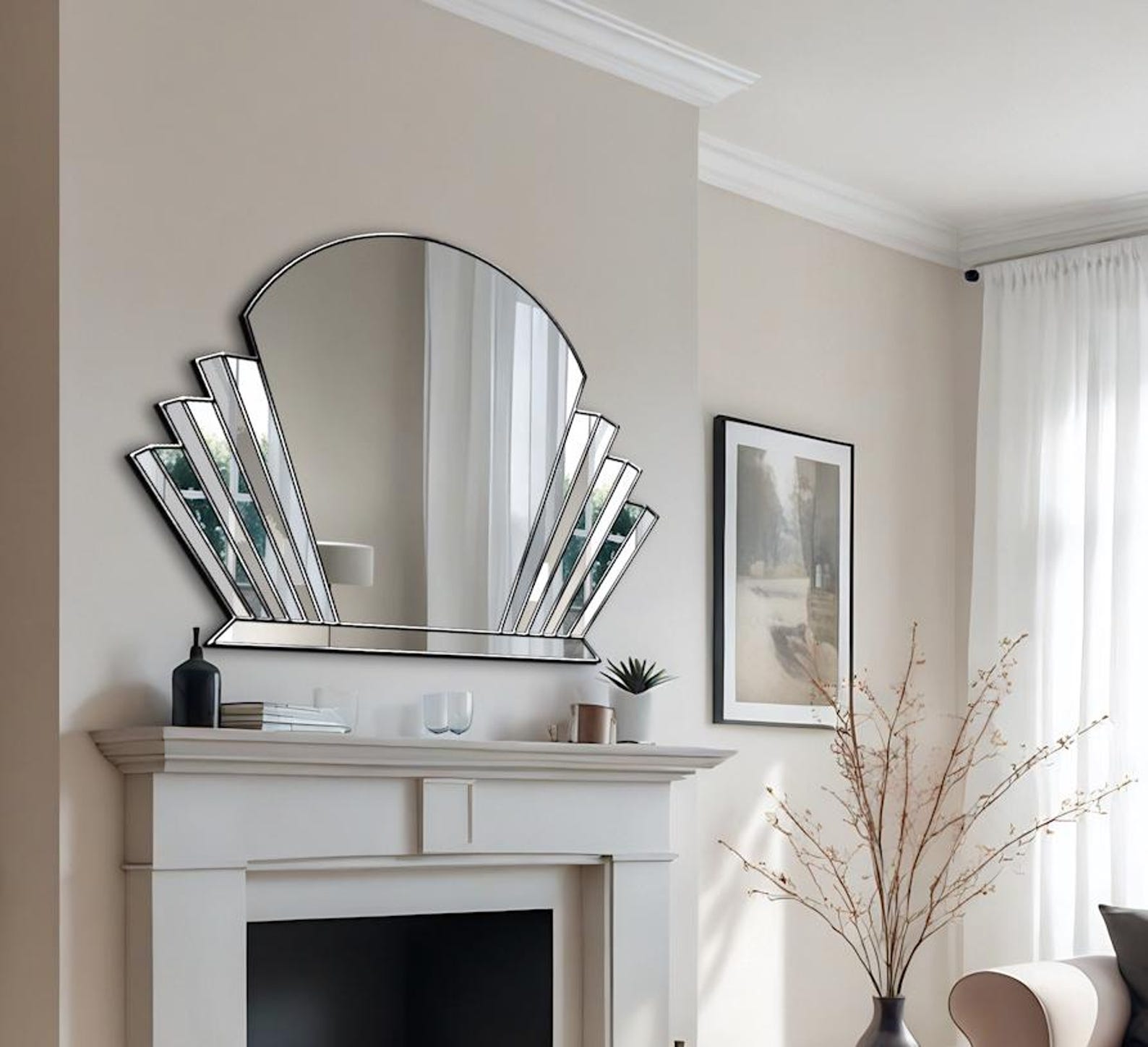 Venus Fan Overmantel Art Deco Handmade Wall Mirror - Etsy