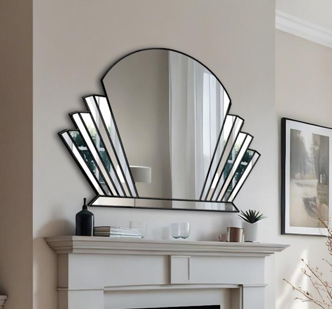 Venus Fan Overmantel Art Deco Handmade Wall Mirror in Black - Etsy