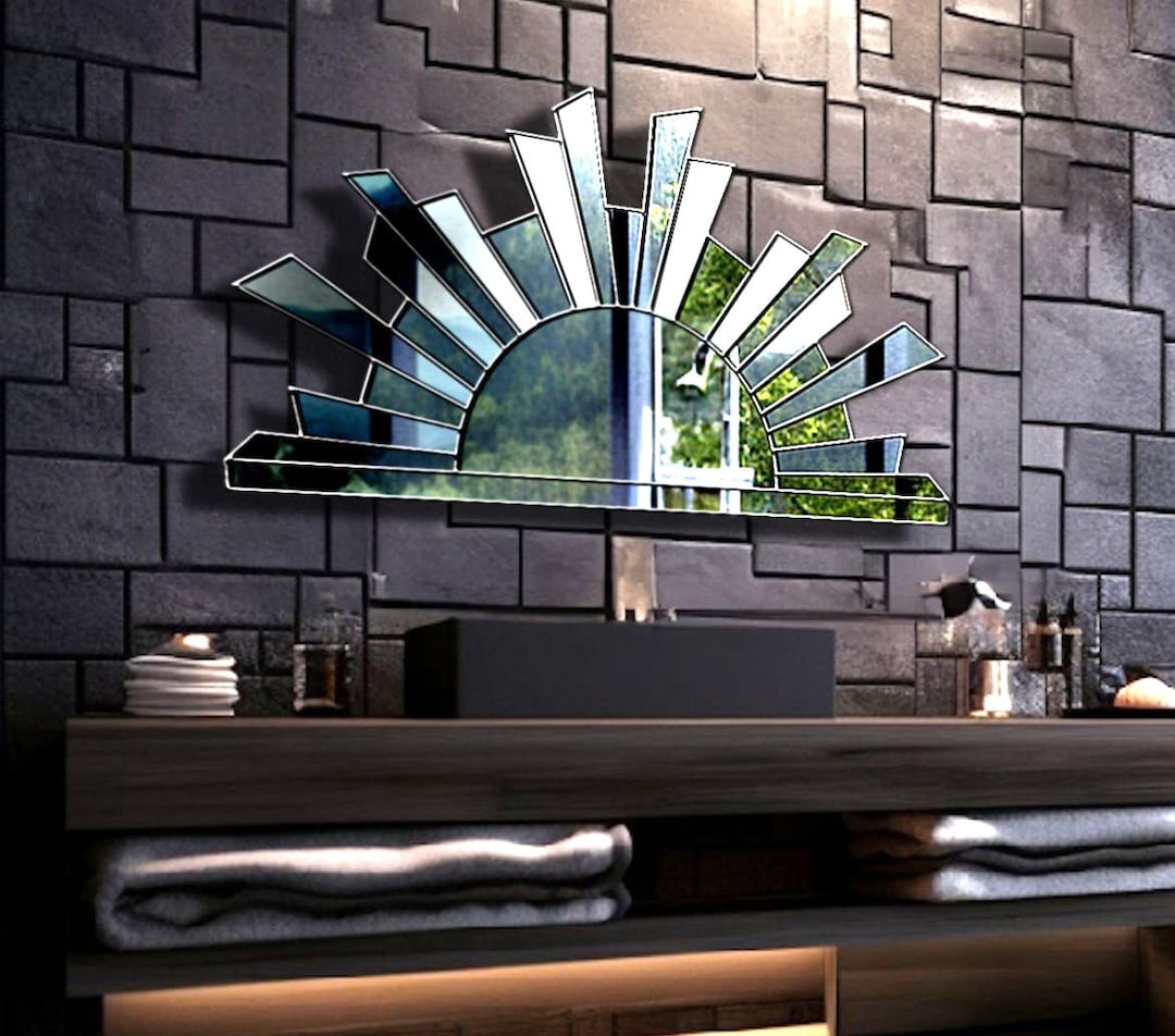 Solaris Splendor: Sunburst Aztec Fan Wall Mirror in Silver - Etsy