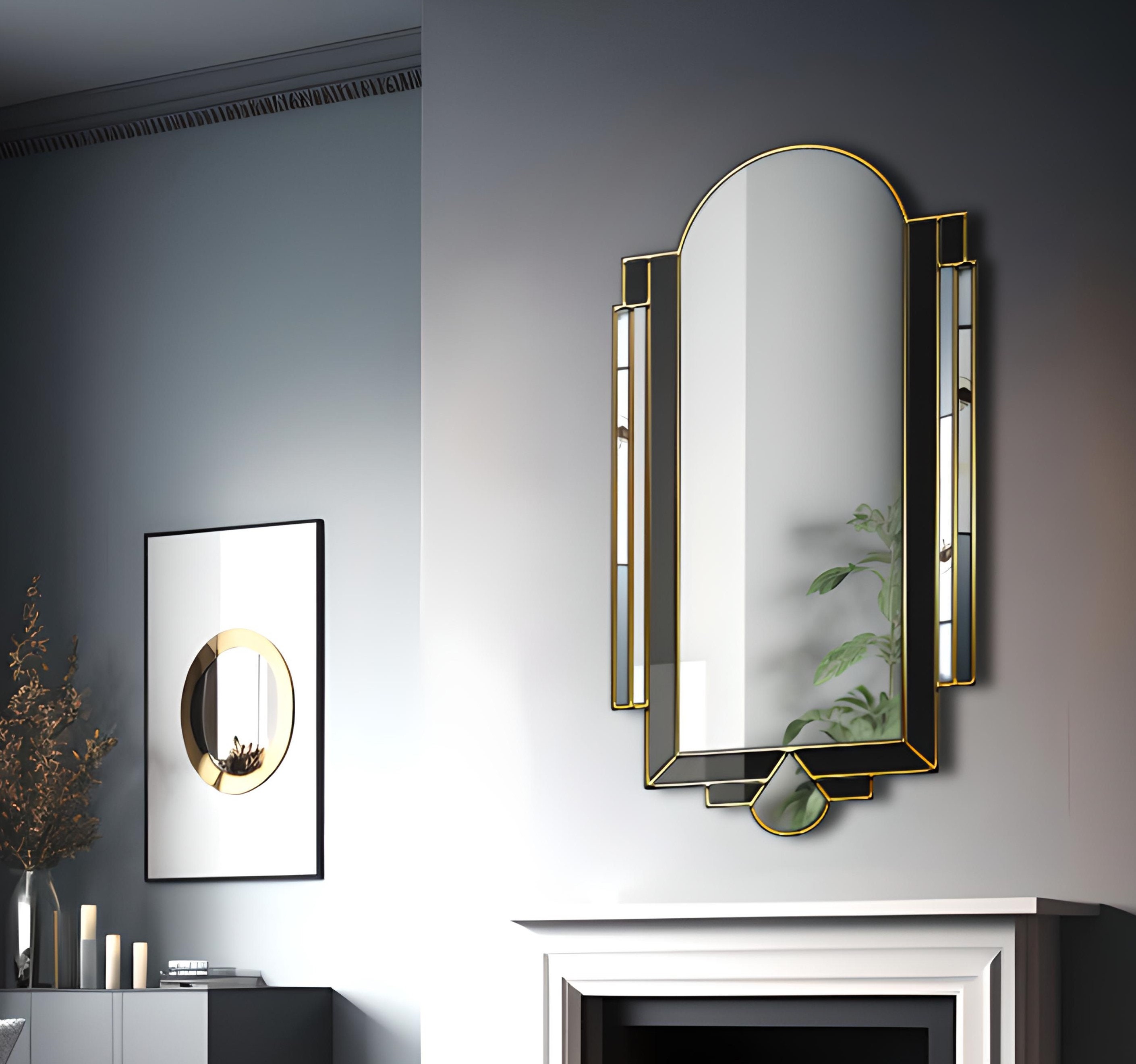 Athena Tall Art Deco Full Length Mirror in Black & Gold - Etsy