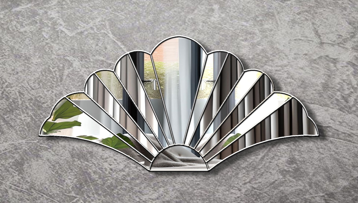 Margot Art Deco 3D Fan Shaped Wall Mirror in Black - Etsy