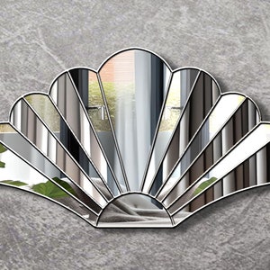 Margot Art Deco 3D Fan Shaped Wall Mirror in Black - Etsy