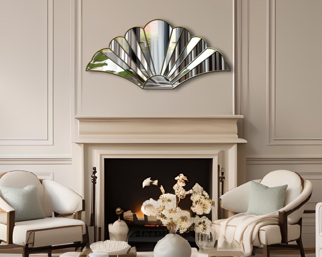 Margot Art Deco 3D Fan Shaped Wall Mirror in Gold - Etsy