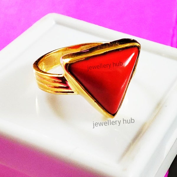 Mens Red Coral Gold Ring - Etsy
