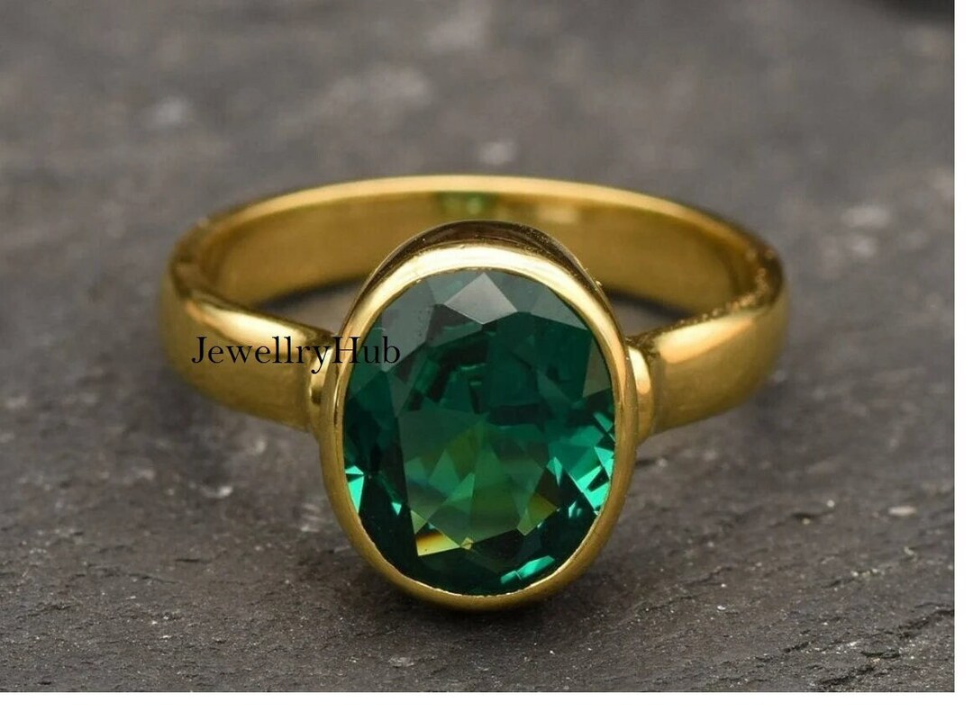 Emerald Ring/ Green Emerald Ring/ Panna Ring/ Emerald Gemstone Ring ...