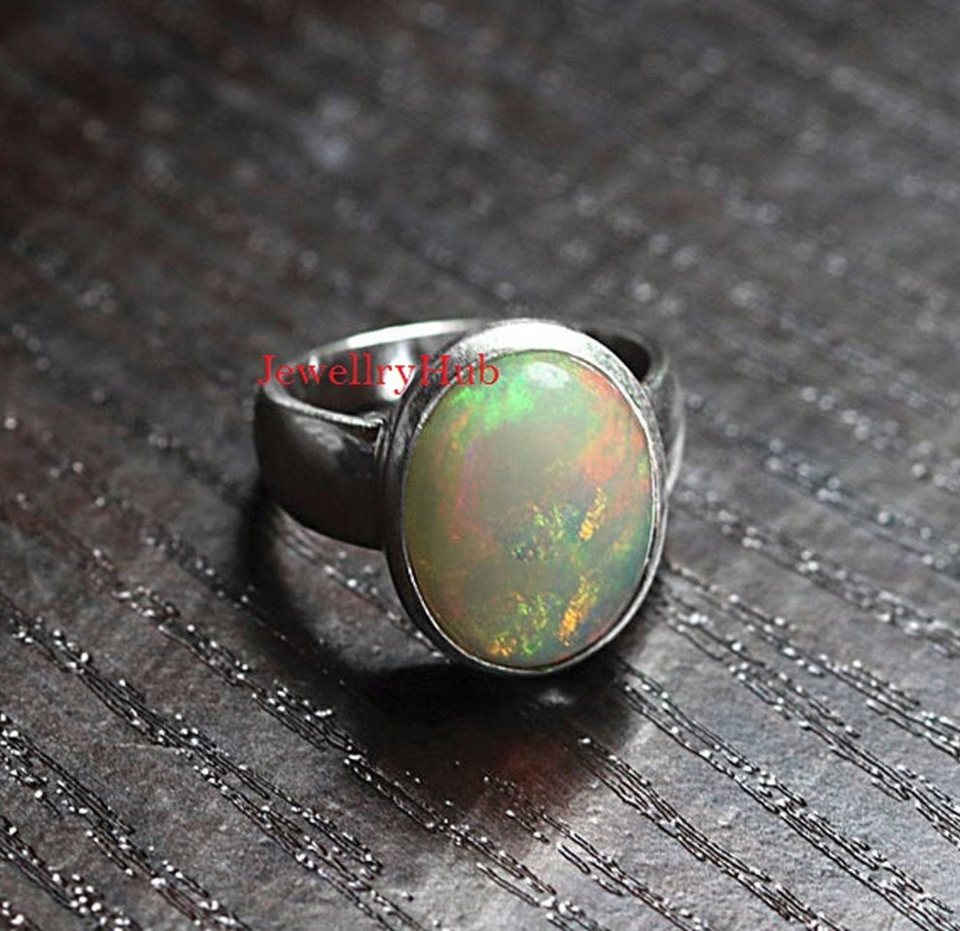 Natural Certified Australian Fire Opal Ring 925 Sterling Silver Handmade Ring for Men and Women ...
