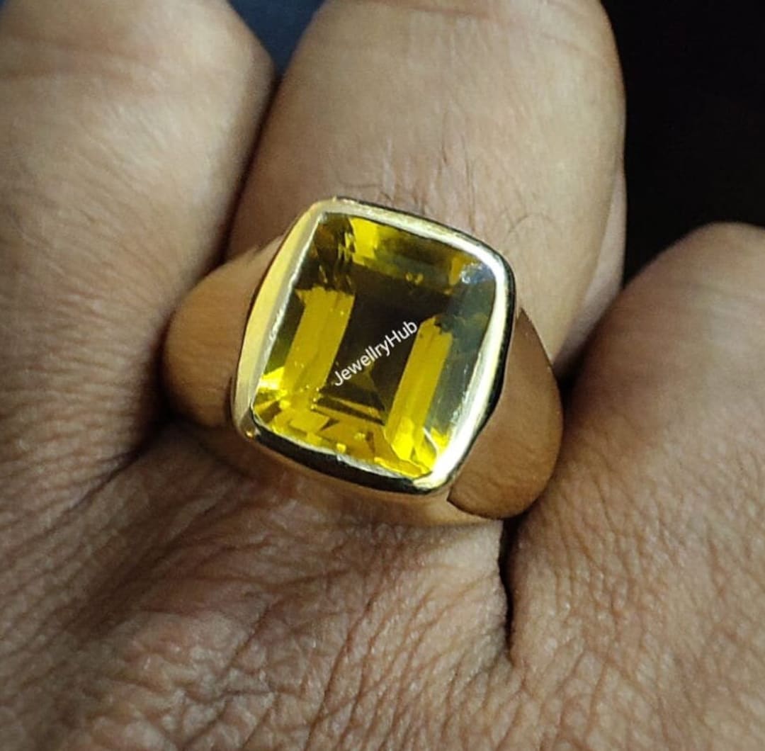 Yellow Sapphire Ring, Pukhraj Ring, Gemstone Ring, in Copper panchdhatu ...