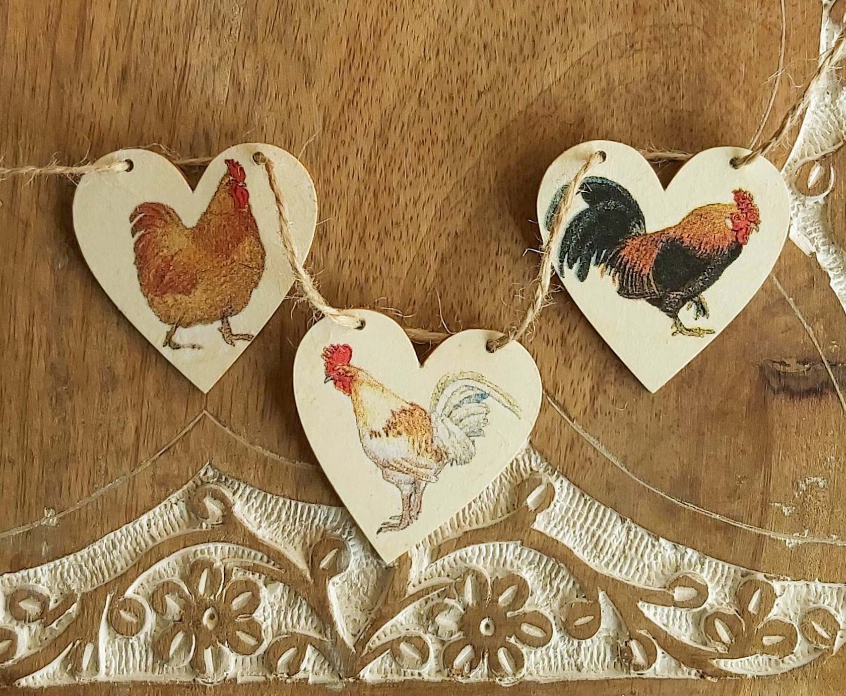 Small Heart Chicken Breed Bunting 7 5cm Small Decoupage - Etsy UK