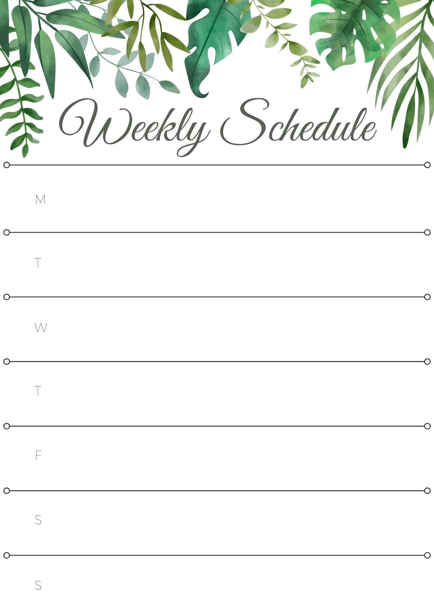 Printable Foliage Weekly Planner, Downloadable Planner - Etsy