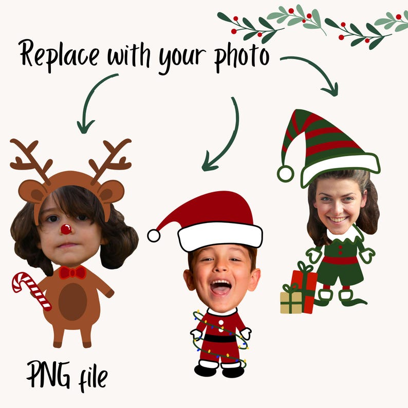 Christmas Custom PNG File elf, Reindeer, Santa Personalised With Your ...