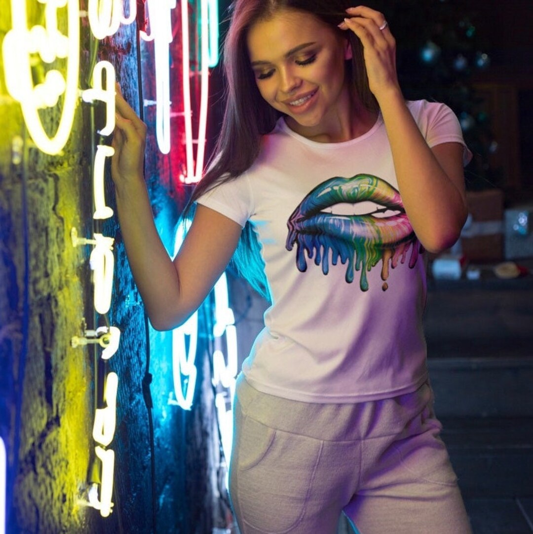 Rainbow Drip Lip Design - Screen Print Ready to Press - Ready to Ship ...