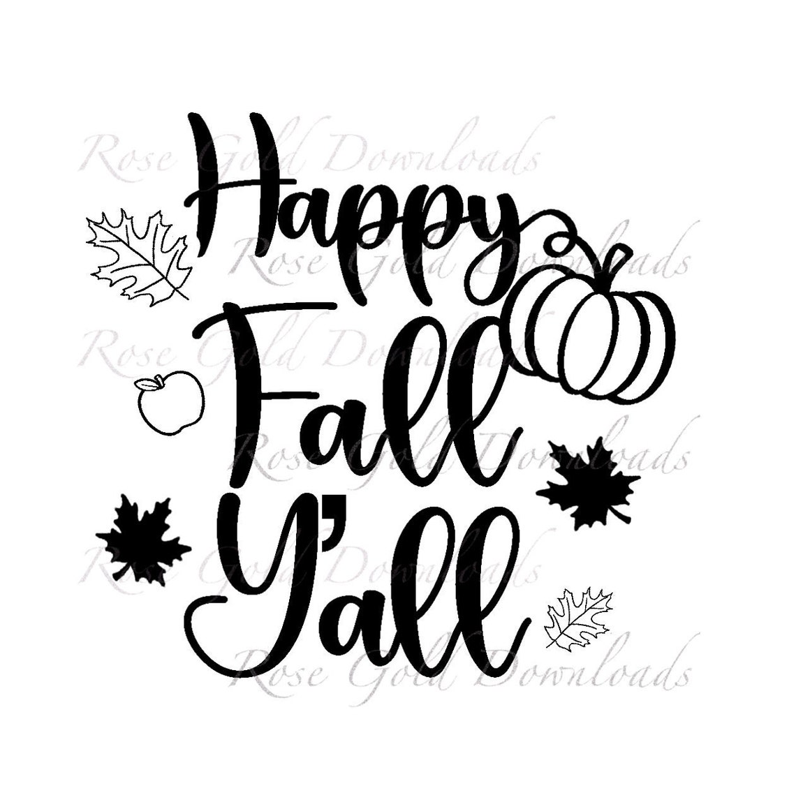 Happy Fall Y’all Pumpkin Apple - PNG Digital Download Sublimation ...