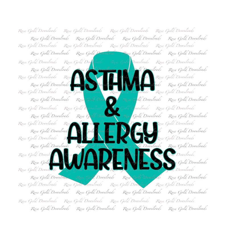 Asthma & Allergy Awareness PNG Teal Ribbon Transparent Background ...