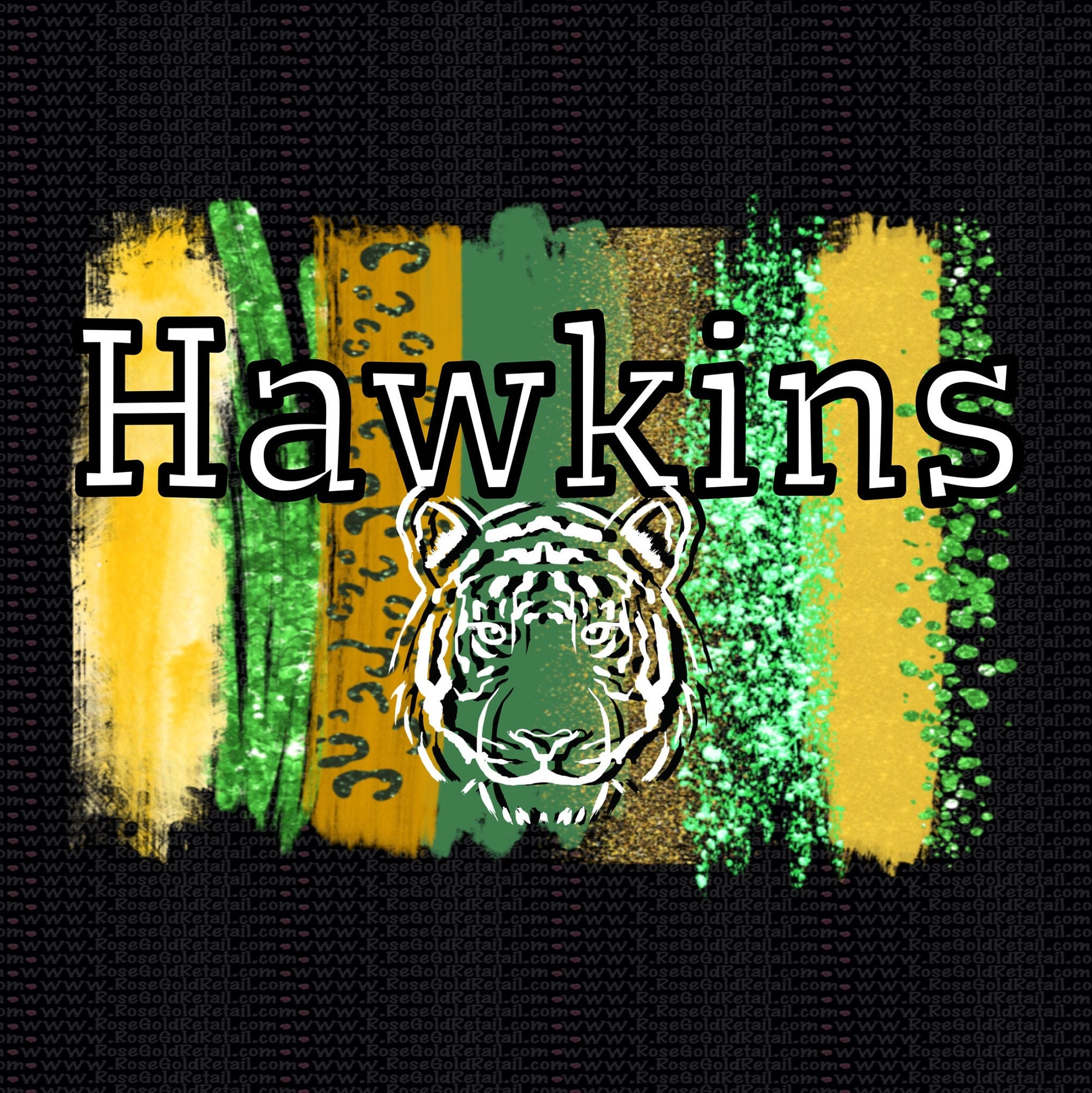 HAWKINS Stranger Things PNG, Instant Download, Yellow and Green Brush ...