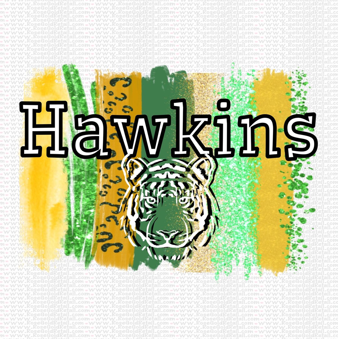 HAWKINS Stranger Things PNG, Instant Download, Yellow and Green Brush ...
