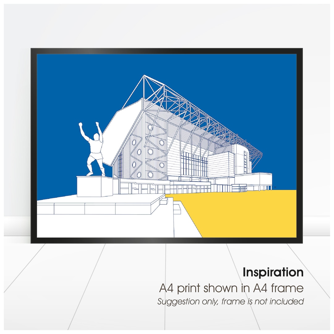 Elland Road Stadium Leeds United A4 Poster Art Print on 350gsm Uncoated ...