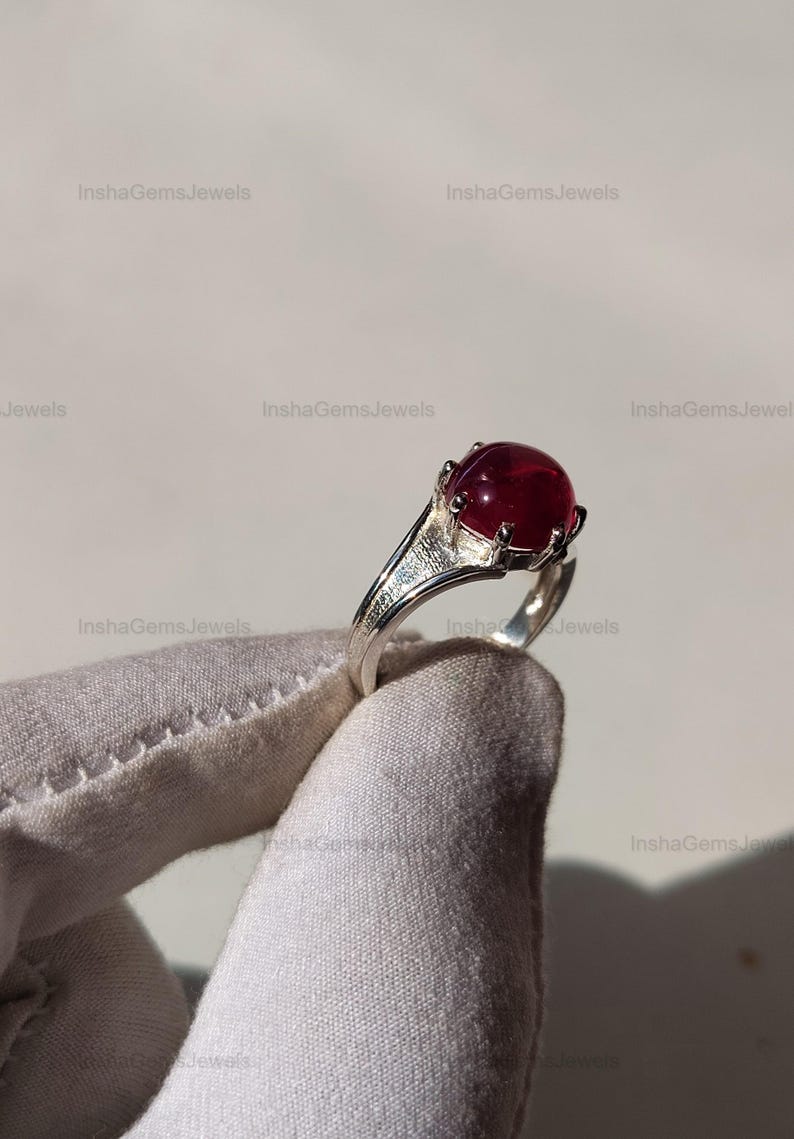 Red Ruby Star Ring Statement Solitaire 925 Sterling Silver Ring Signet ...