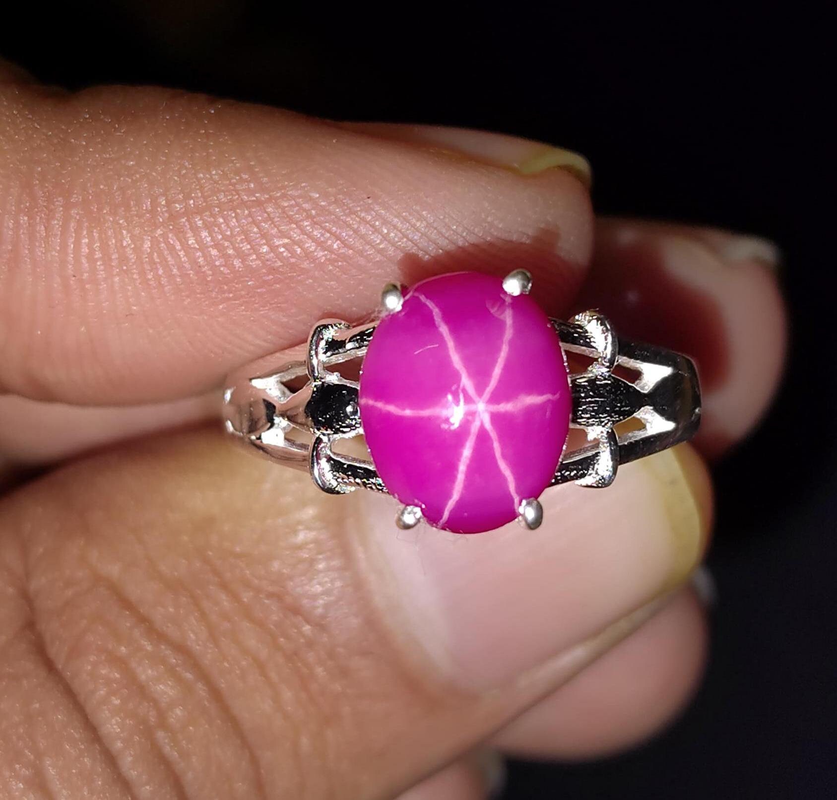 Pink star sapphire ring Etsy