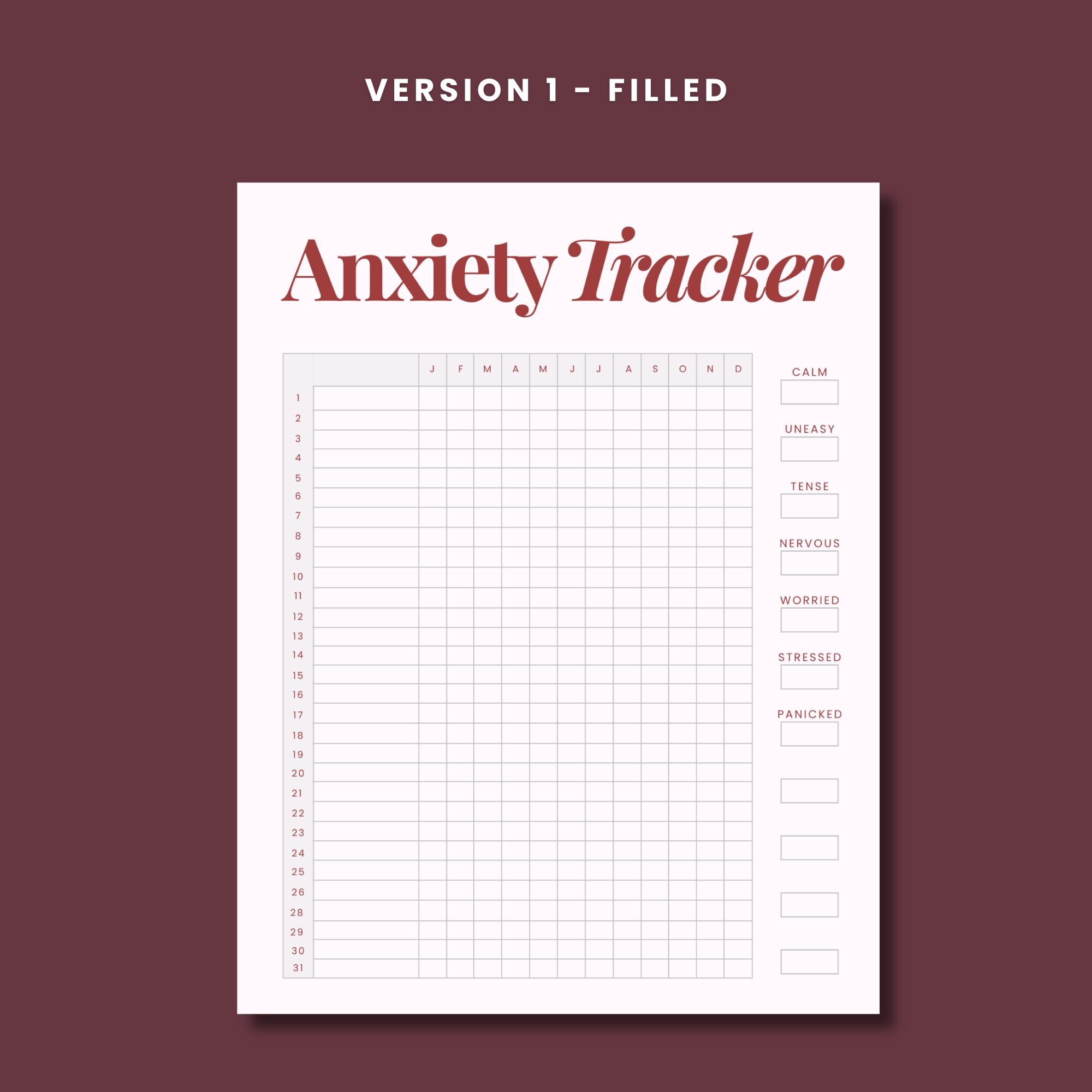Anxiety Tracker - PRINTABLE Journal Page - Anxiety Log - Habit Tracker ...