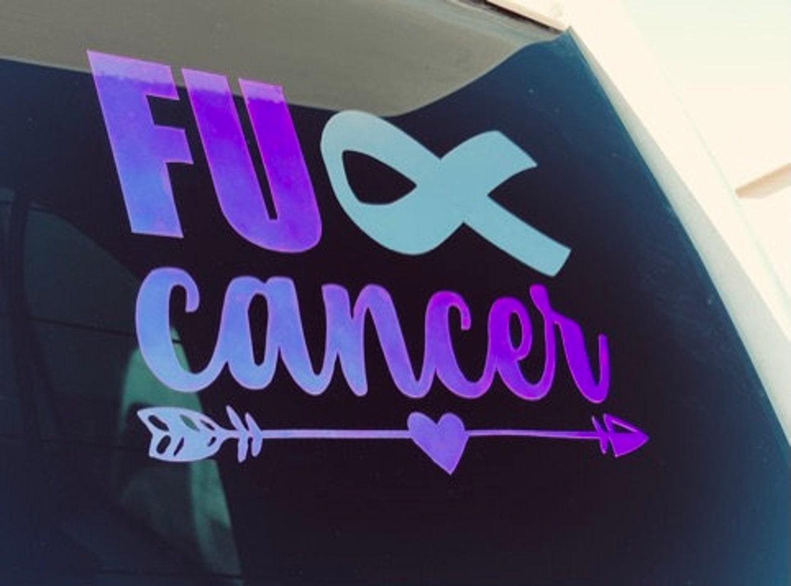 Fck Cancer // FU Cancer Decal Sticker // Cancer Ribbon // - Etsy