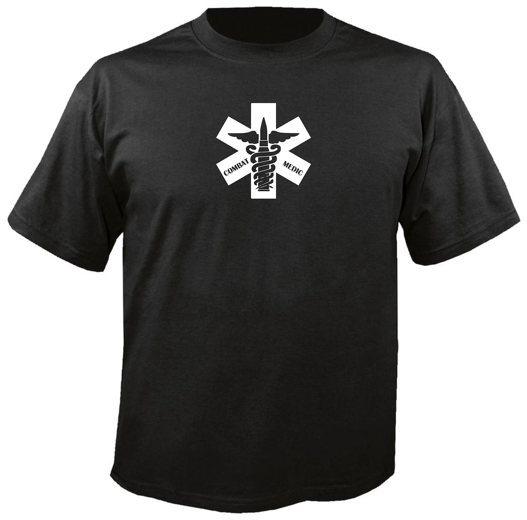 COMBAT MEDIC Caduceus Bullet Star of Life T-shirt Corpsman Navy Army ...