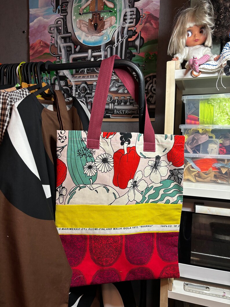 Shopping Bag Marimekko MADE OF FABRIC. Recycling. Patchwork - Etsy