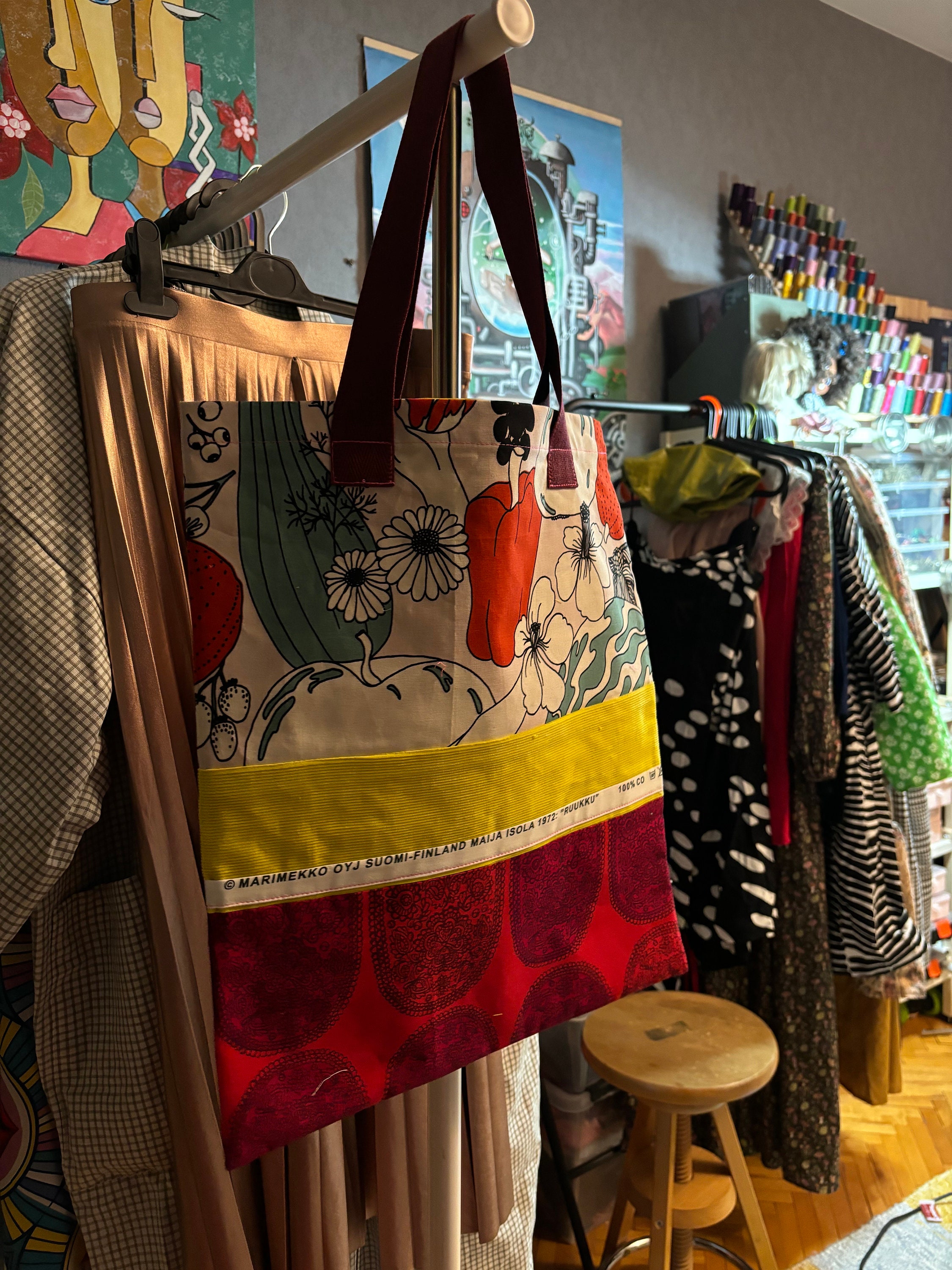 Shopping Bag Marimekko MADE OF FABRIC. Recycling. Patchwork - Etsy