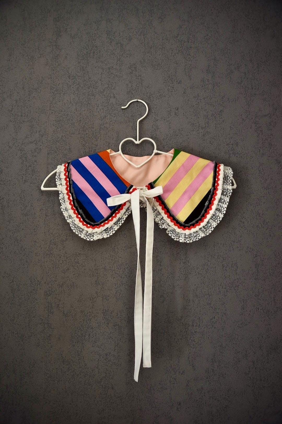 Vintage Fabric Reversible Large Collar - Etsy