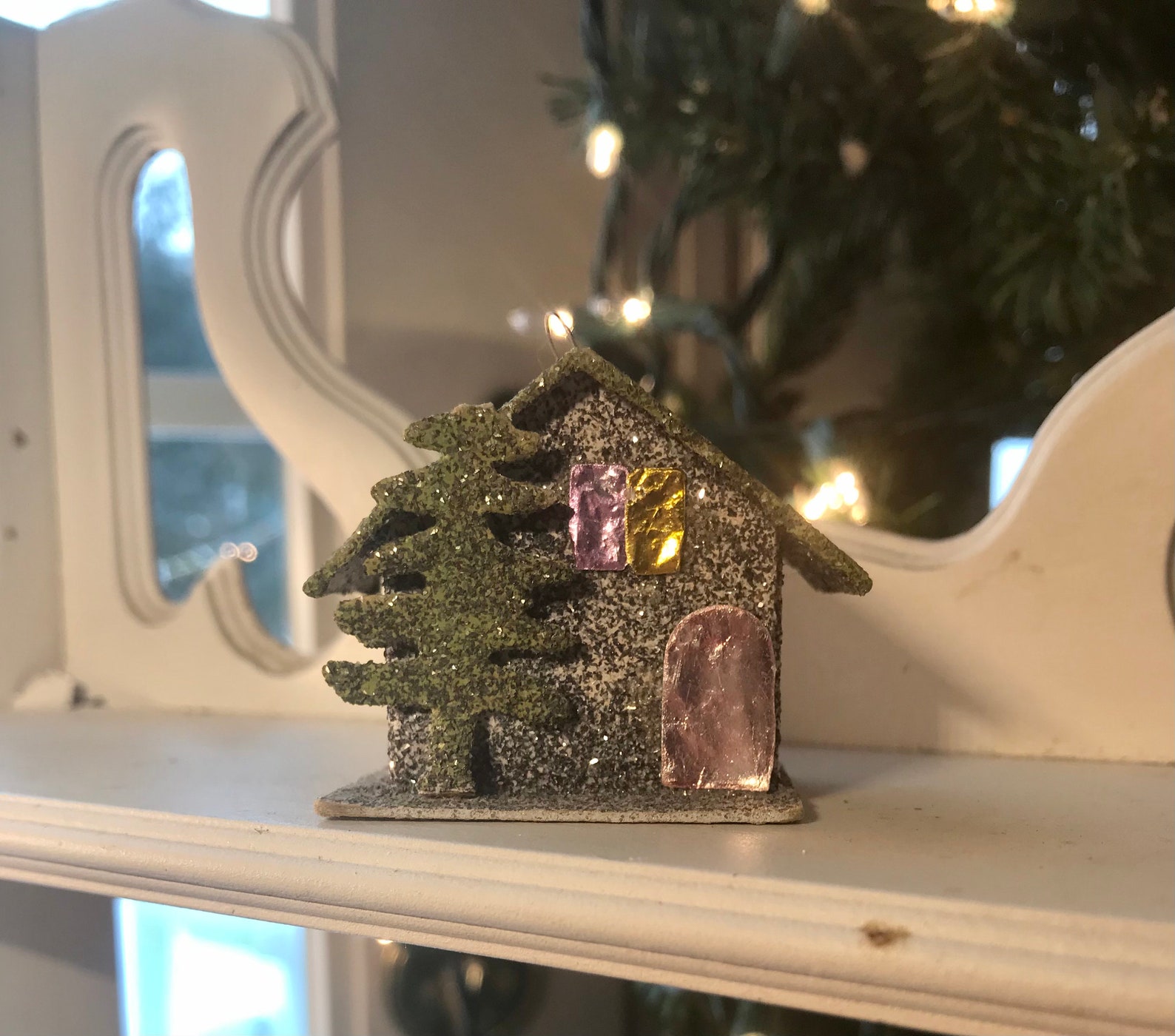 Vintage Miniature Mica Vintage Cardboard House Ornament Made - Etsy