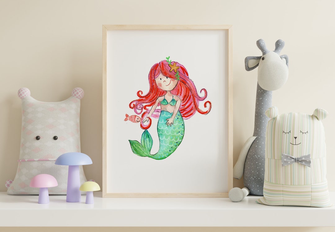 Mermaid, Poster, DIN A4, Children's Room - Etsy