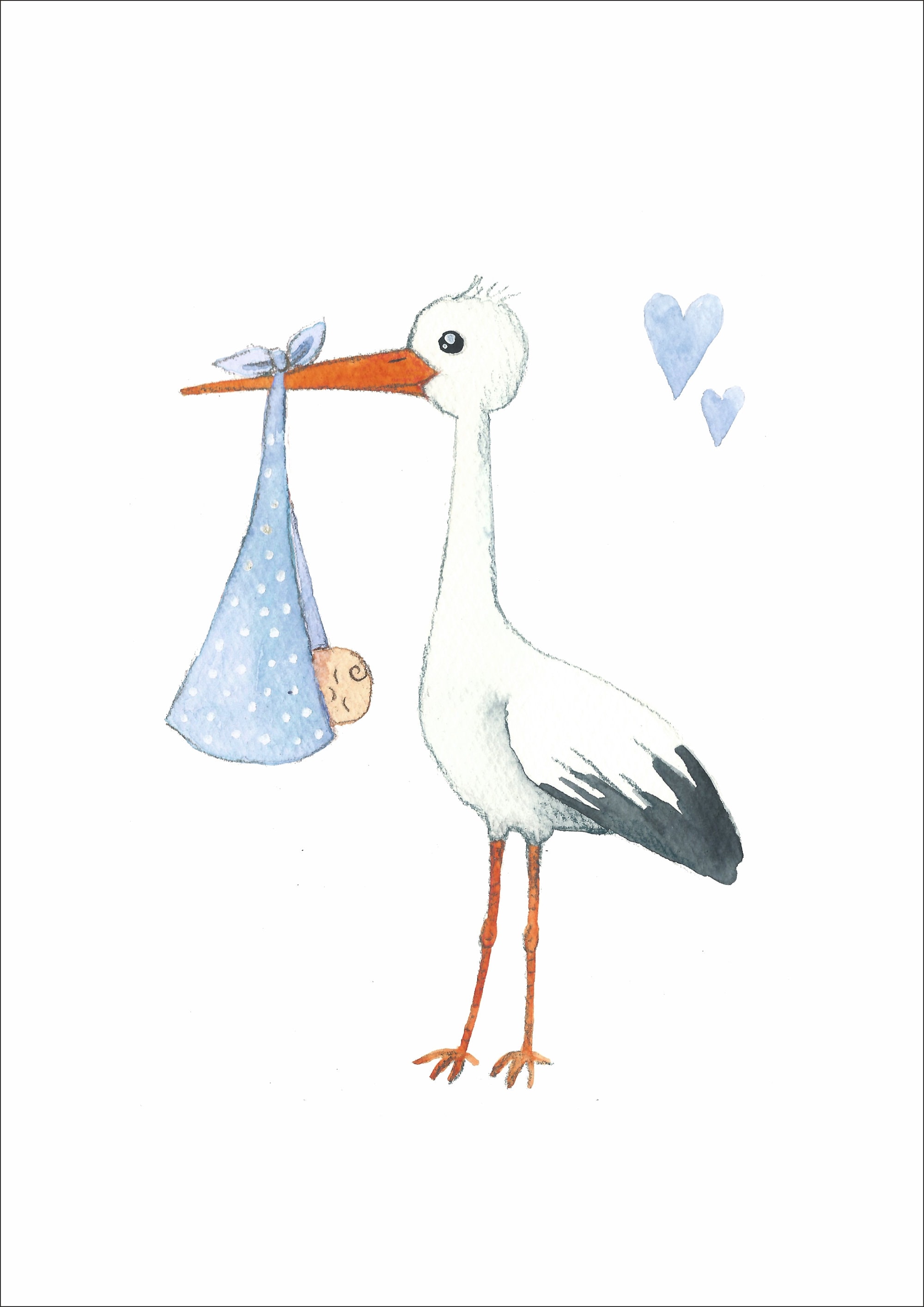 Poster zur Geburt, Storch Junge, Poster, DIN A4, Kinderzimmer, Geschenk ...
