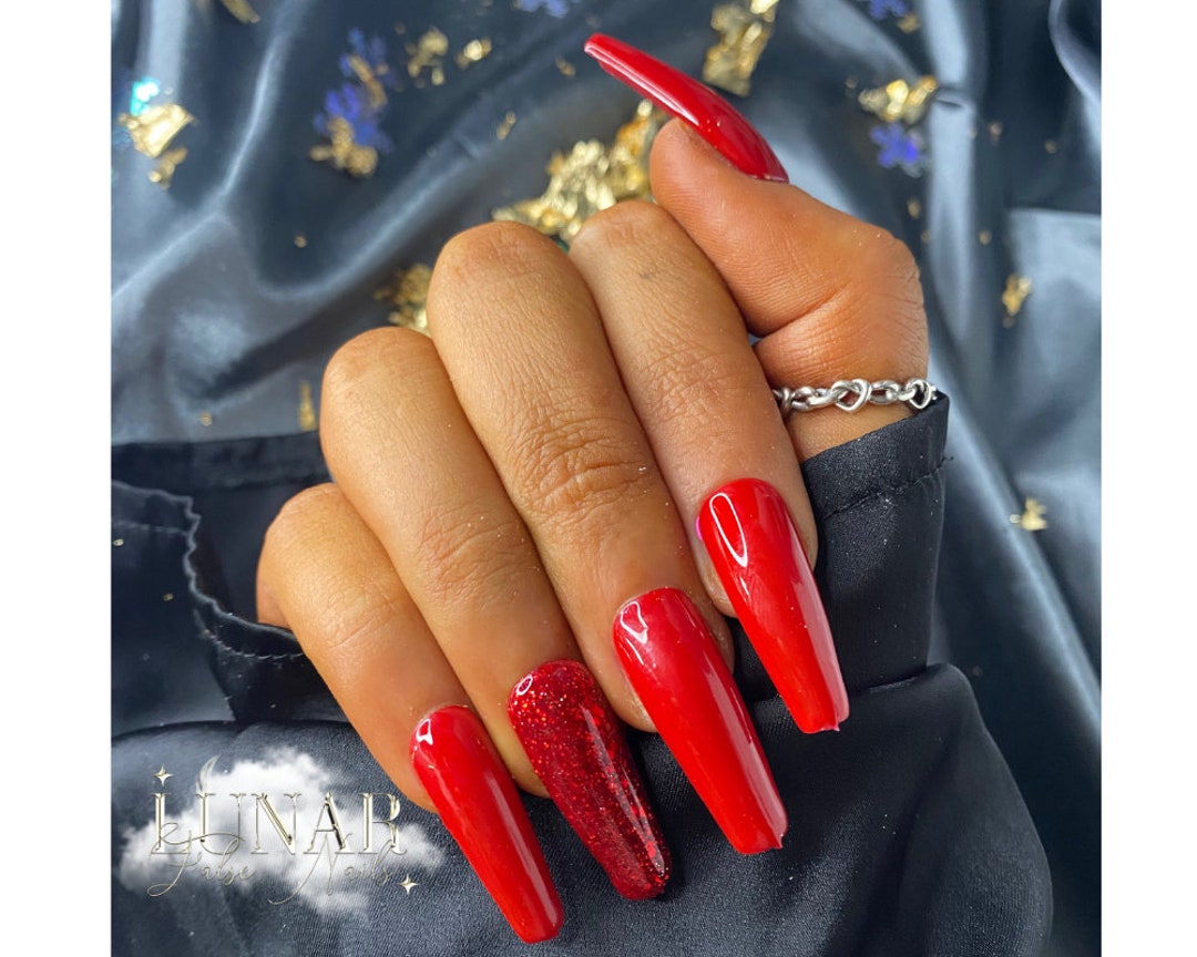 Red acrylic nails store