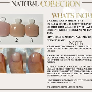 Natural Gel Big Toe Press on Nails: Reusable False Toenails - Etsy