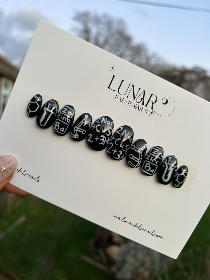 Chemistry Press on Nails: Luxe Science, Long Coffin Tip - Etsy