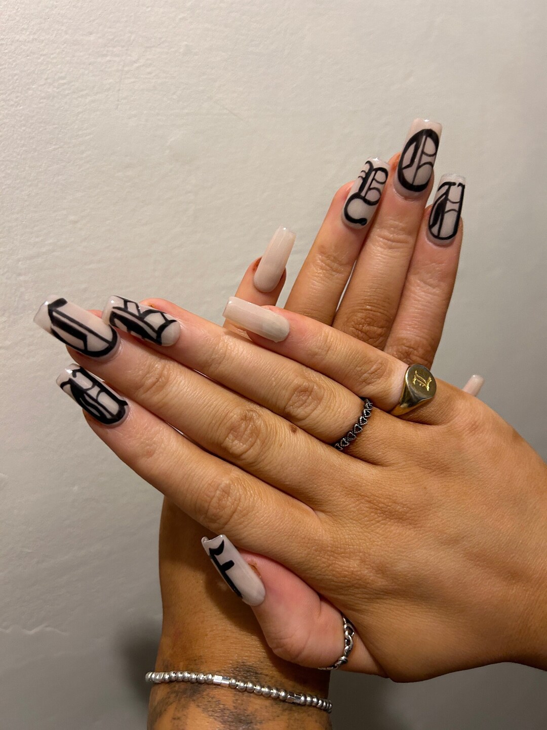 Luxe F*ck You Old English Square Press on Nails - Etsy