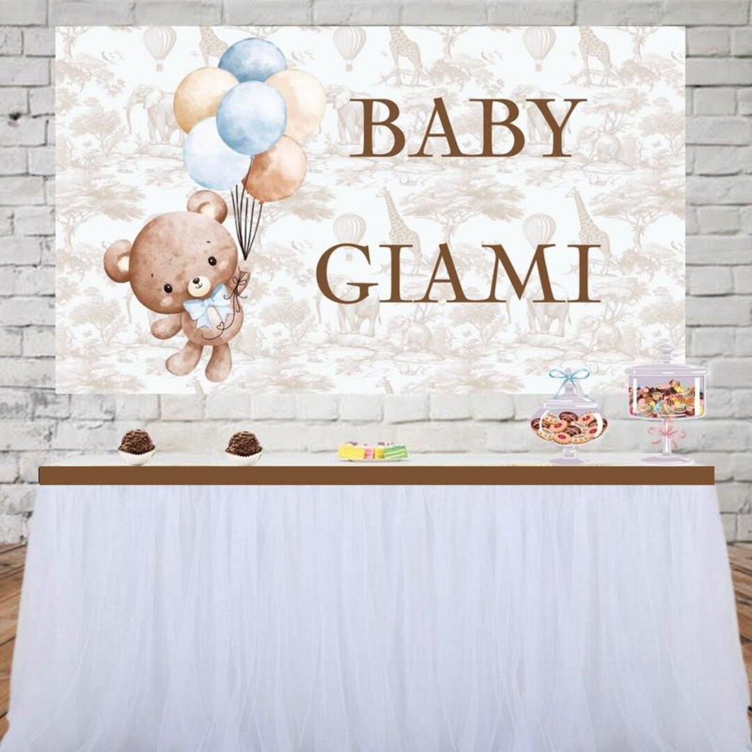 Personalized Teddy Bear Baby Shower Backdrop Personalized Teddy Bear ...