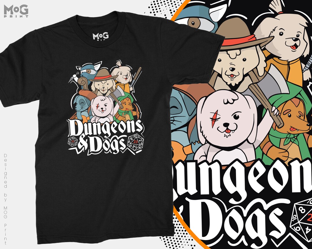 Dungeons and Dogs T-shirt Dnd Gaming Geek Gift D20 Puppy Lovers Tshirt ...