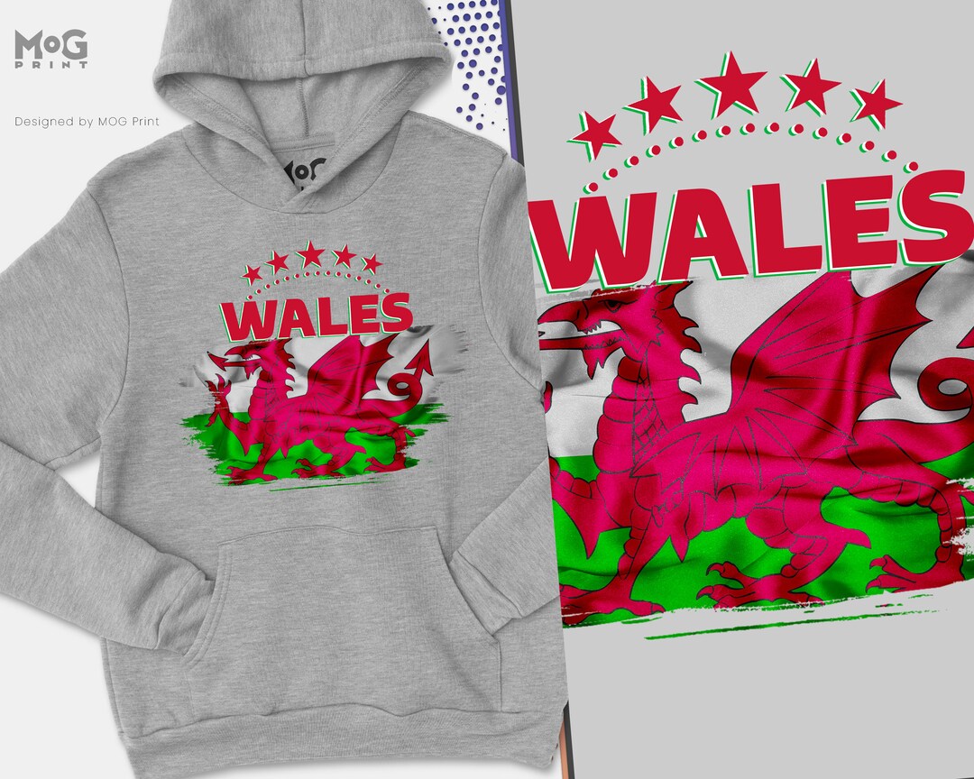 Wales Flag Hoodie Welsh National Country Cymru Unisex Tourist Jumper ...
