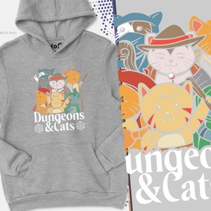 Dungeons and Cats Hoodie Dnd D&D Gaming Geek Gift Idea Kitten Jumper ...