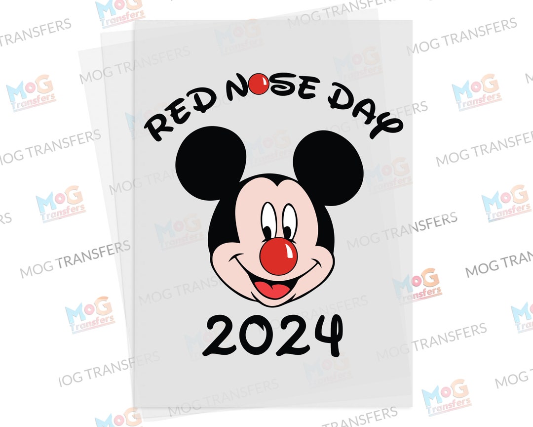 Mickey Red Nose Day 2024 Iron on Transfer It's Red Nose Day Kids DIY ...