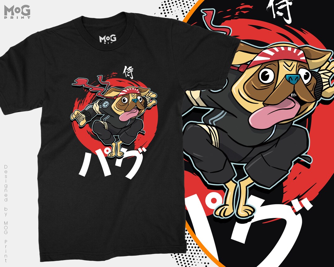 Japanese Pug Dog Tshirt Kawaii Kanji Symbol Manga Dog Anime Cute ...