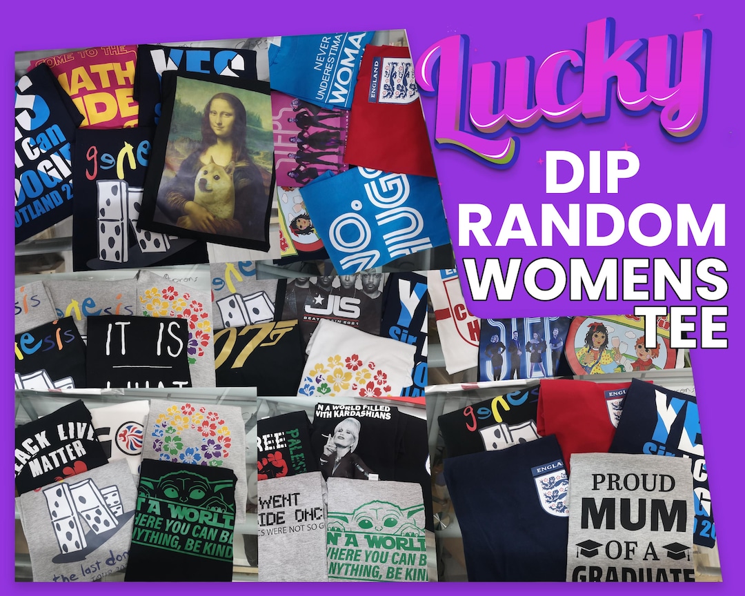 Mystery Graphic T-shirt Bundle, Pack of Assorted Tees, Gift Thrift ...
