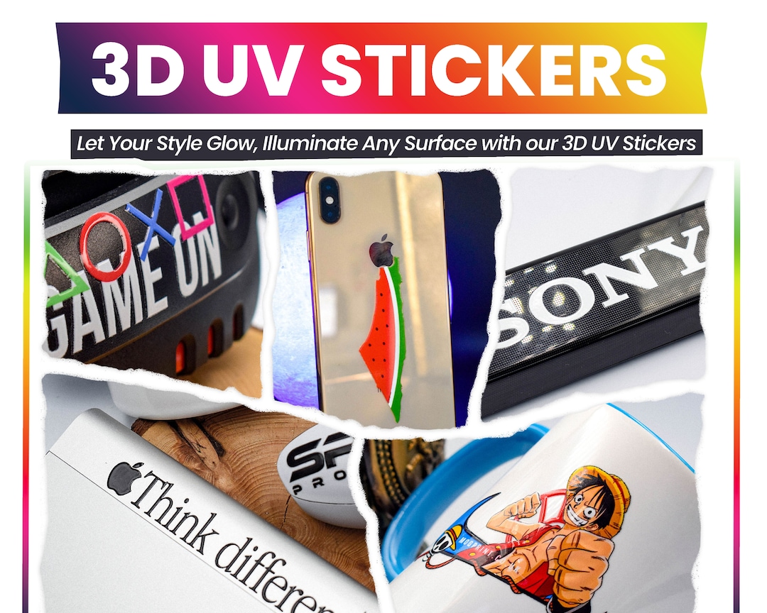 Acrylic Customised 3D UV DTF Sticker, Ready to Apply Waterproof Any Image Logo Gang Sheet ...