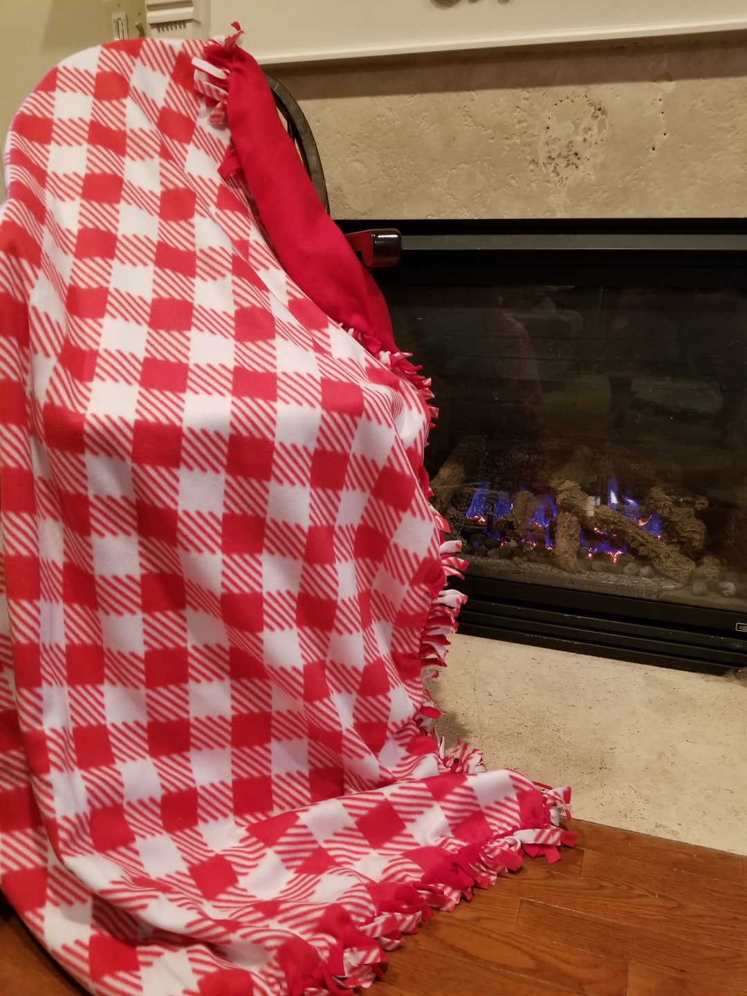 Red/white Plaid Embroidered Personalized Tie Blanket - Etsy