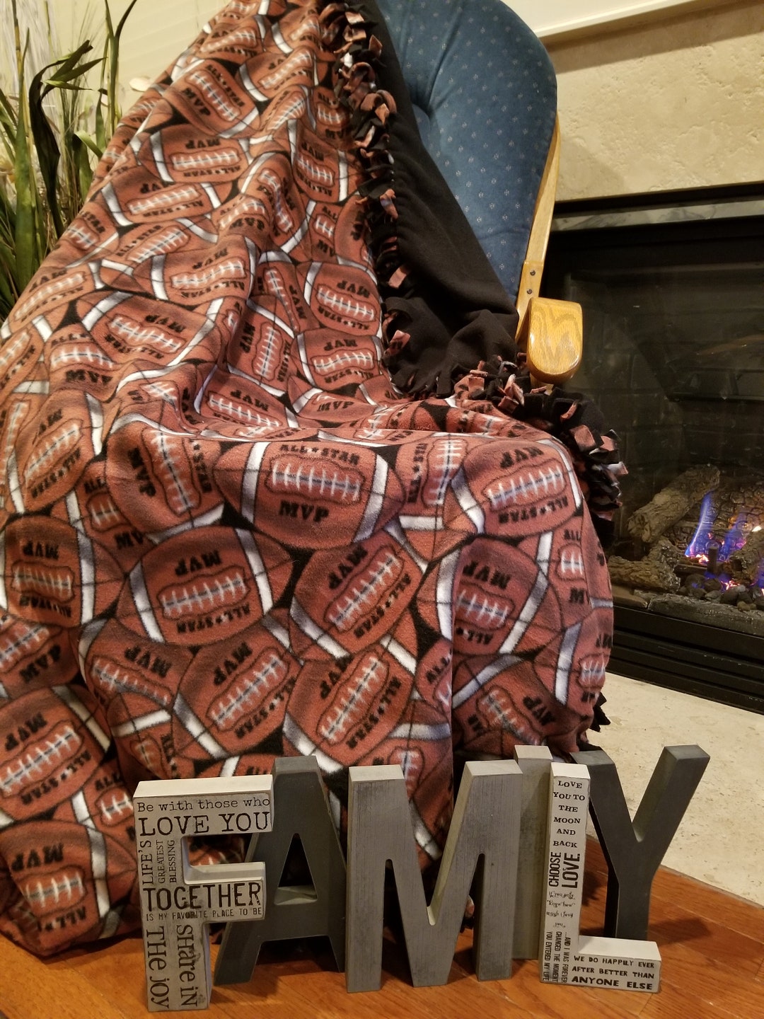 Football MVP Embroidered Personalized Tie Blankets - Etsy