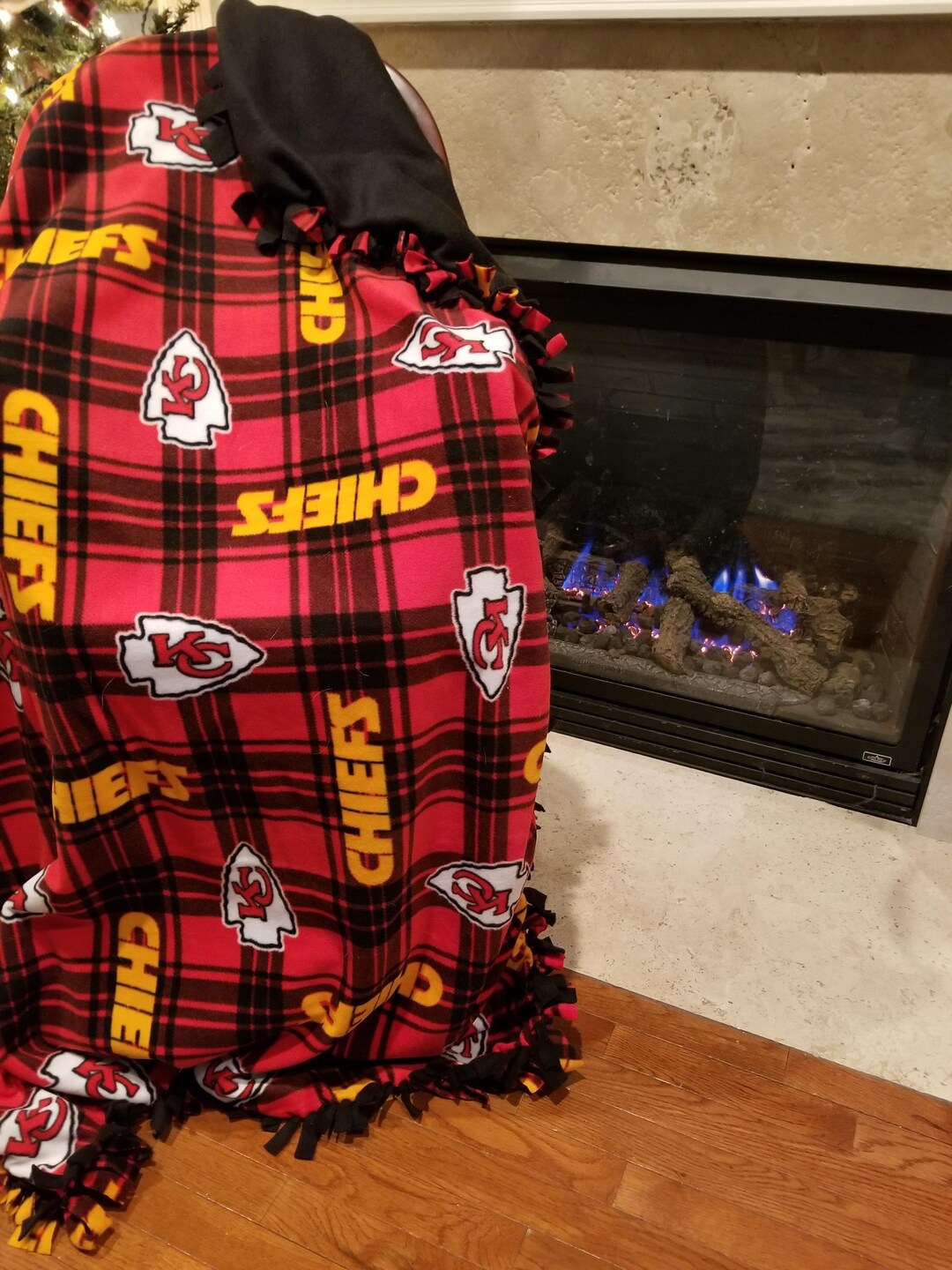Kansas City Chiefs Plaid With Black Backing Embroidered Personalized ...