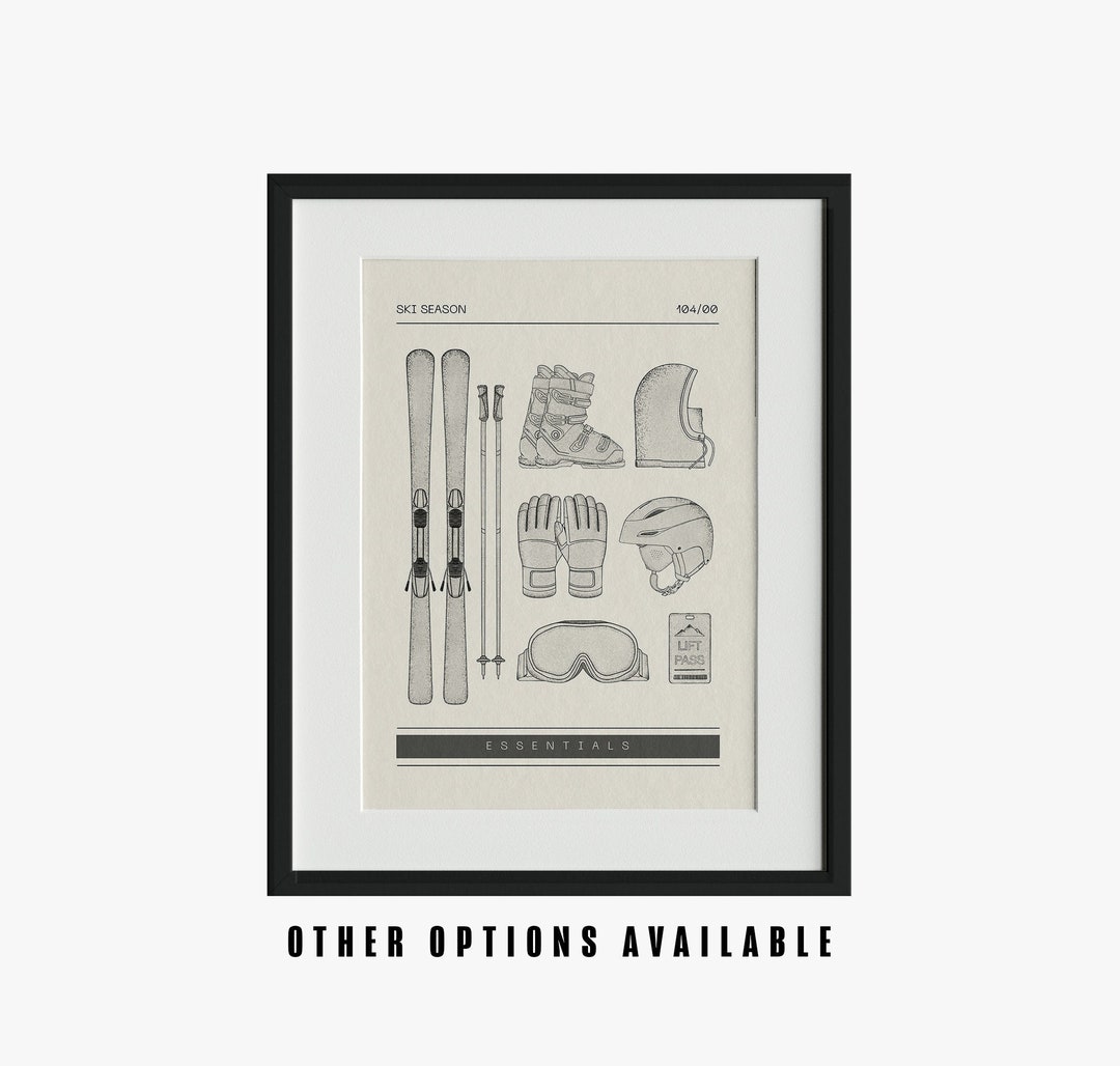 Skiing ski Season Essentials Unframed Art Print Gifts for Skiers Apres ...