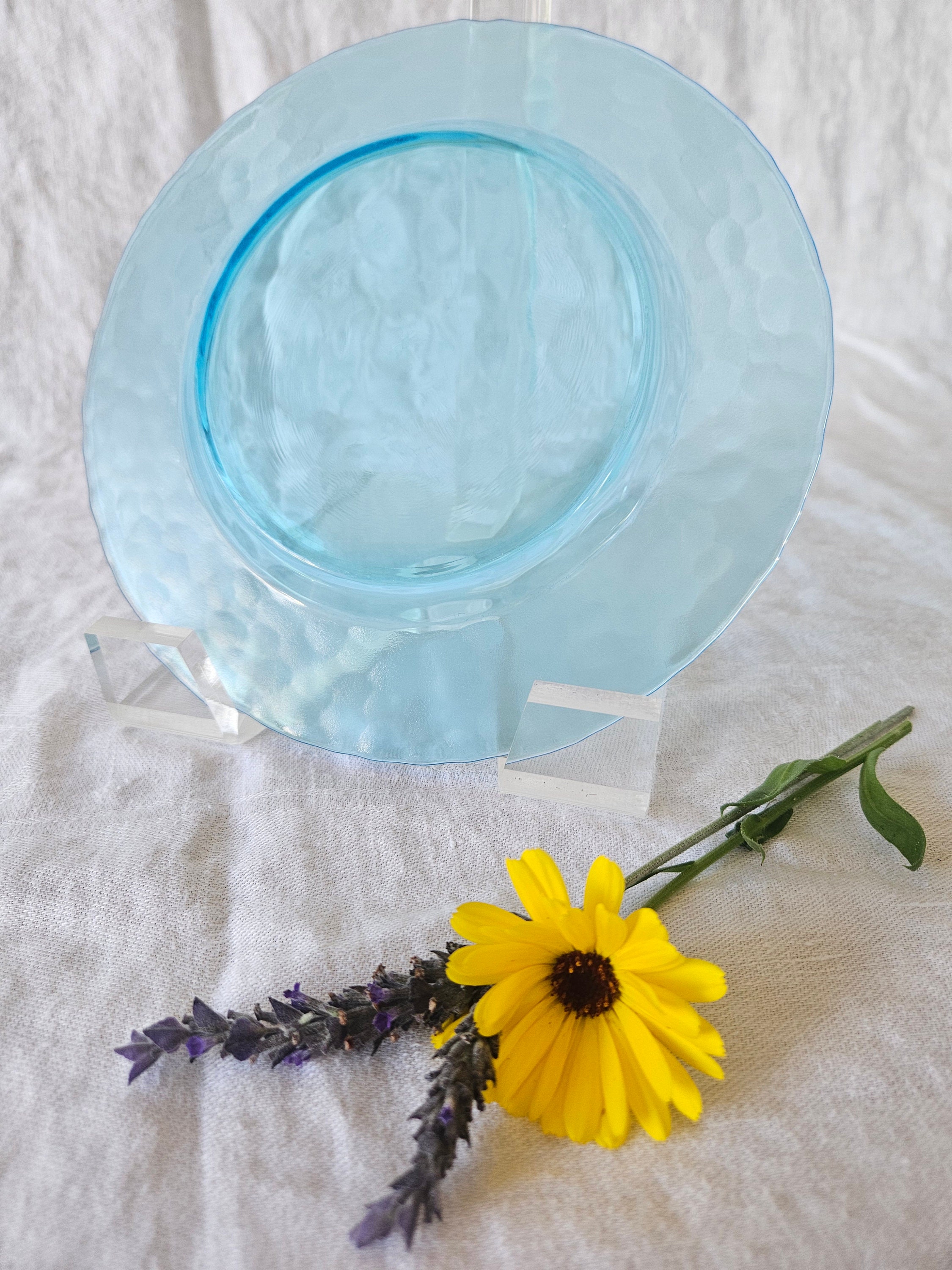 Cobalt Blue Ripple Glass Dessert Plates Set of 6 - Etsy