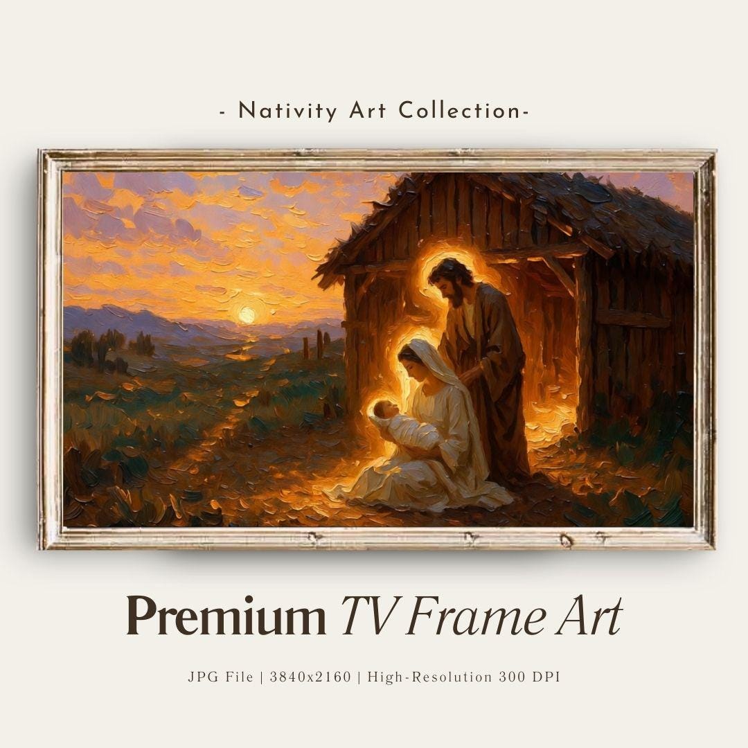 TV Frame Art Bethlehem Jesus Nativity | Cozy Christmas TV Frames Decor ...