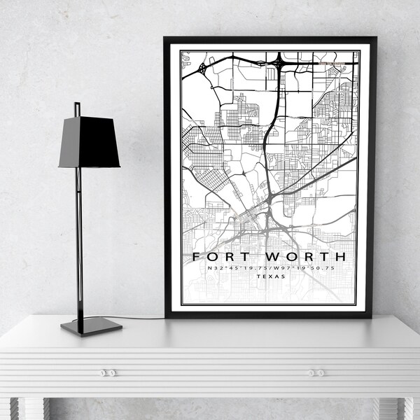 Printable Map of Fort Worth - Etsy